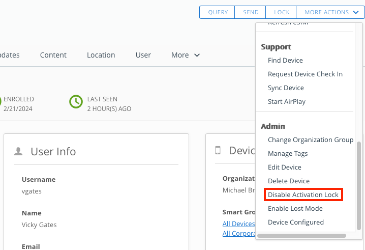 Managing Activation Lock on macOS devices in Workspace ONE UEM | Omnissa